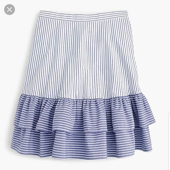 J Crew Skirts Jcrew Cocktail Striped Ruffle Skirt Poshmark